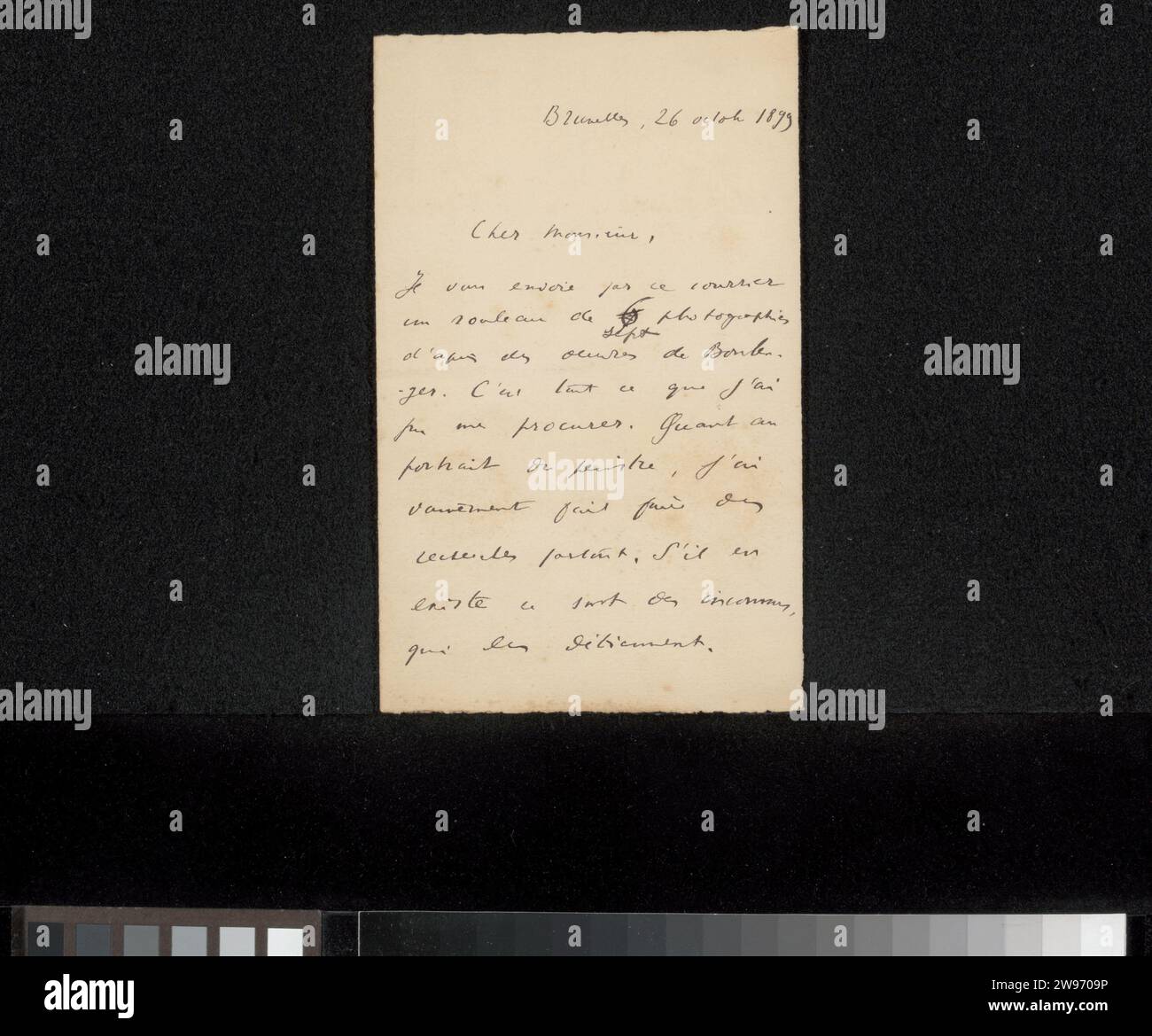 Letter to Philip Zilcken, 1899 letter Brussels paper. ink writing ...