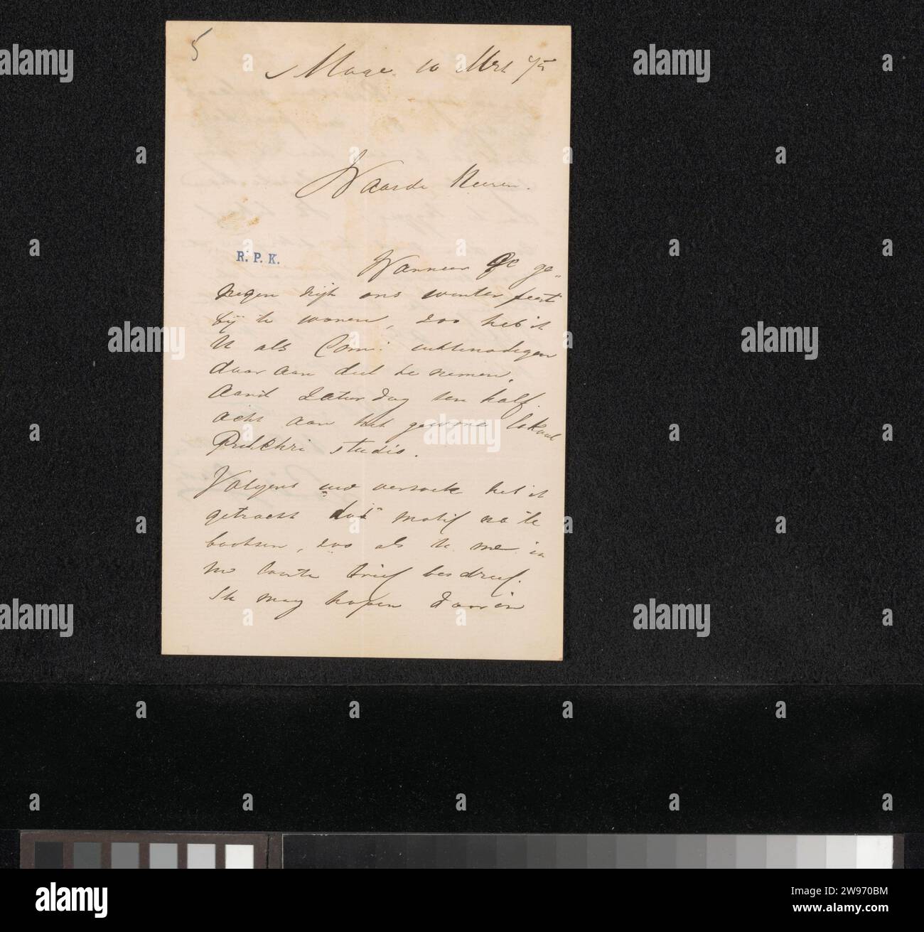 Brief Aan Pulchri Studio, Louis Apol, letter The Hague paper. ink ...