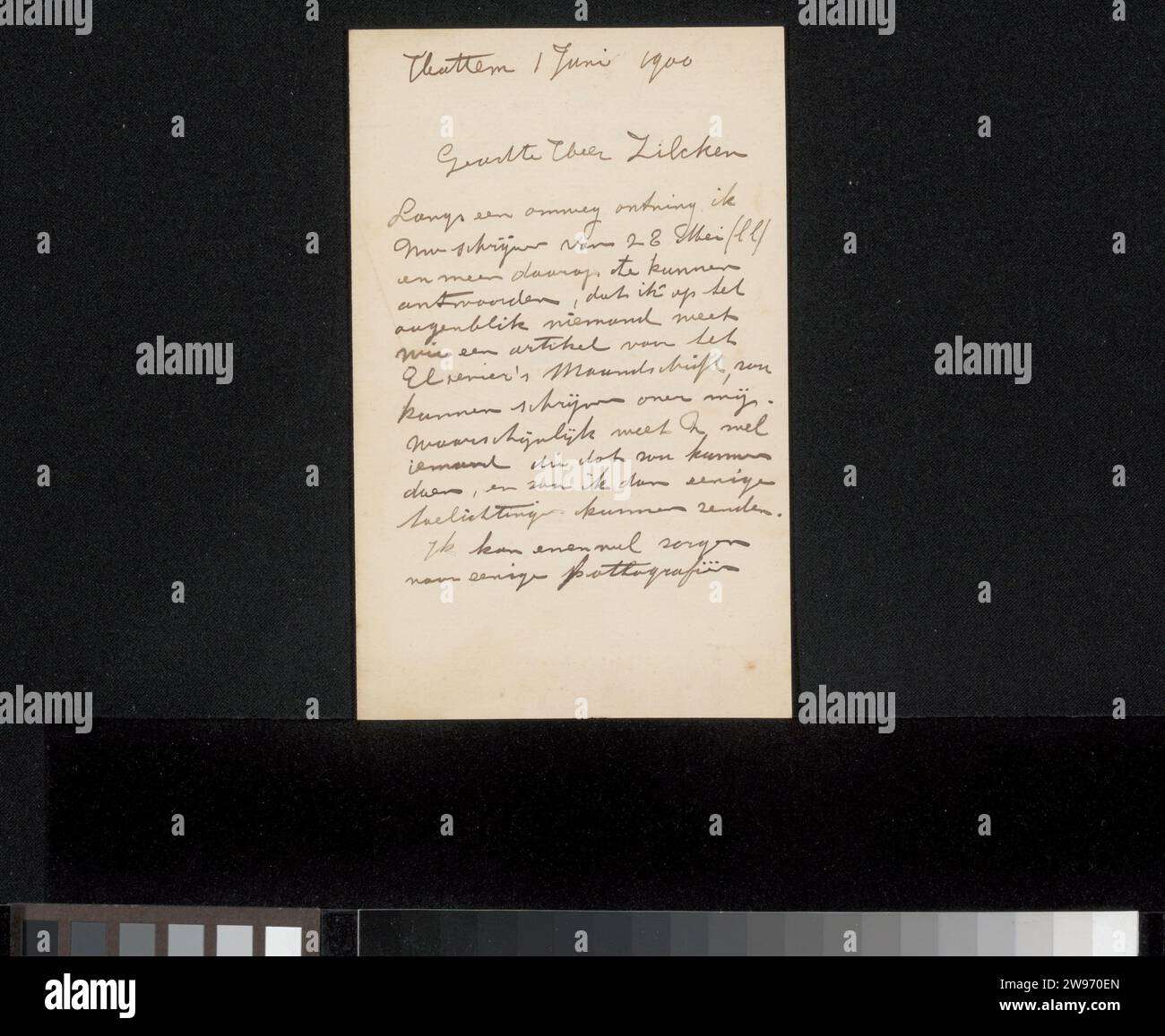 Letter to Philip Zilcken, Paul Rink, 1900 letter Hattem paper. ink ...