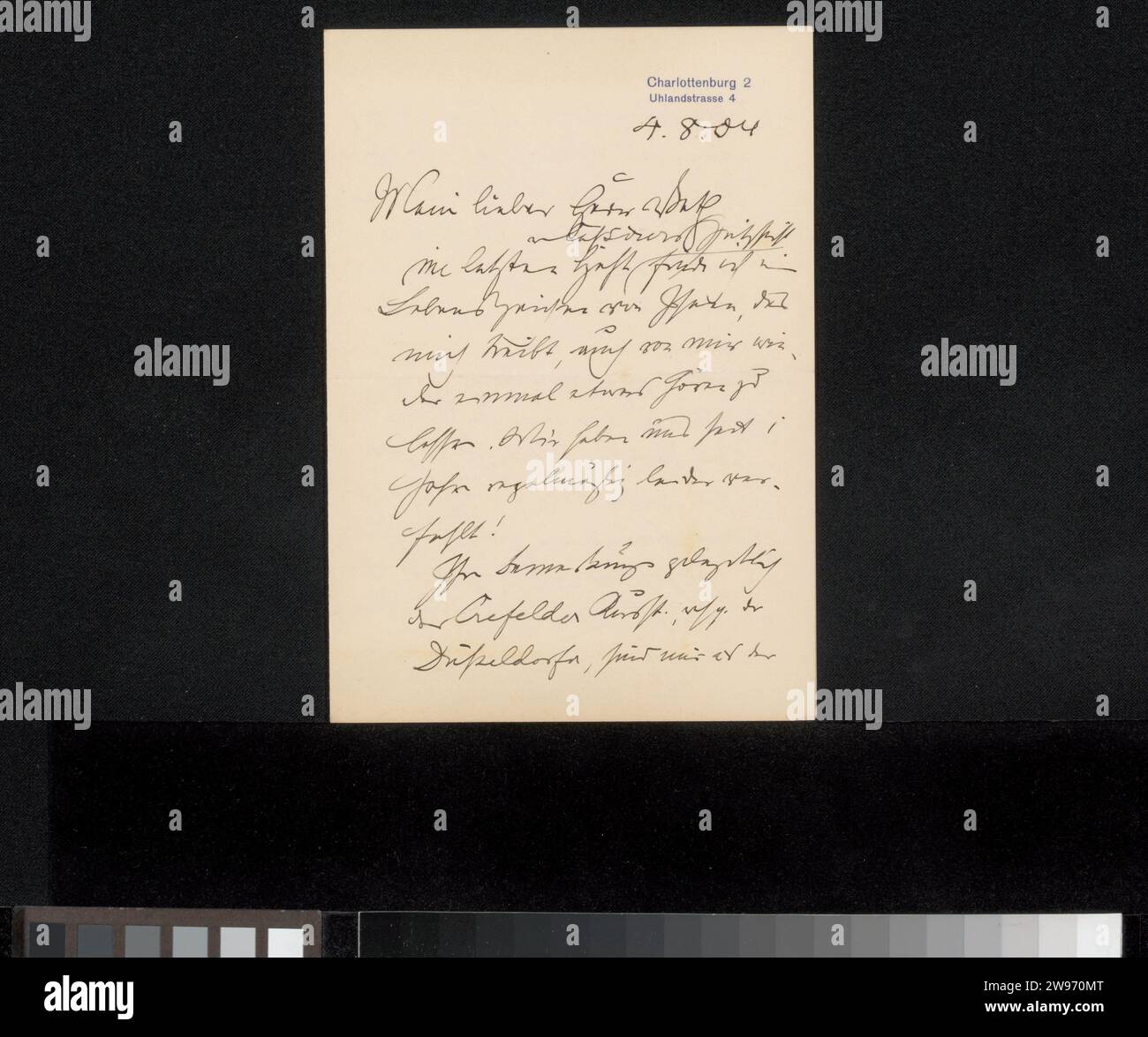 Letter to Jan Veth, Wilhelm von Bode, 1904 letter Berlin paper. ink ...