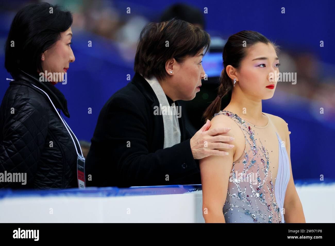 (L-R) Mitsuko Graham coach, Sonoko Nakano coach, Kaori Sakamoto ...