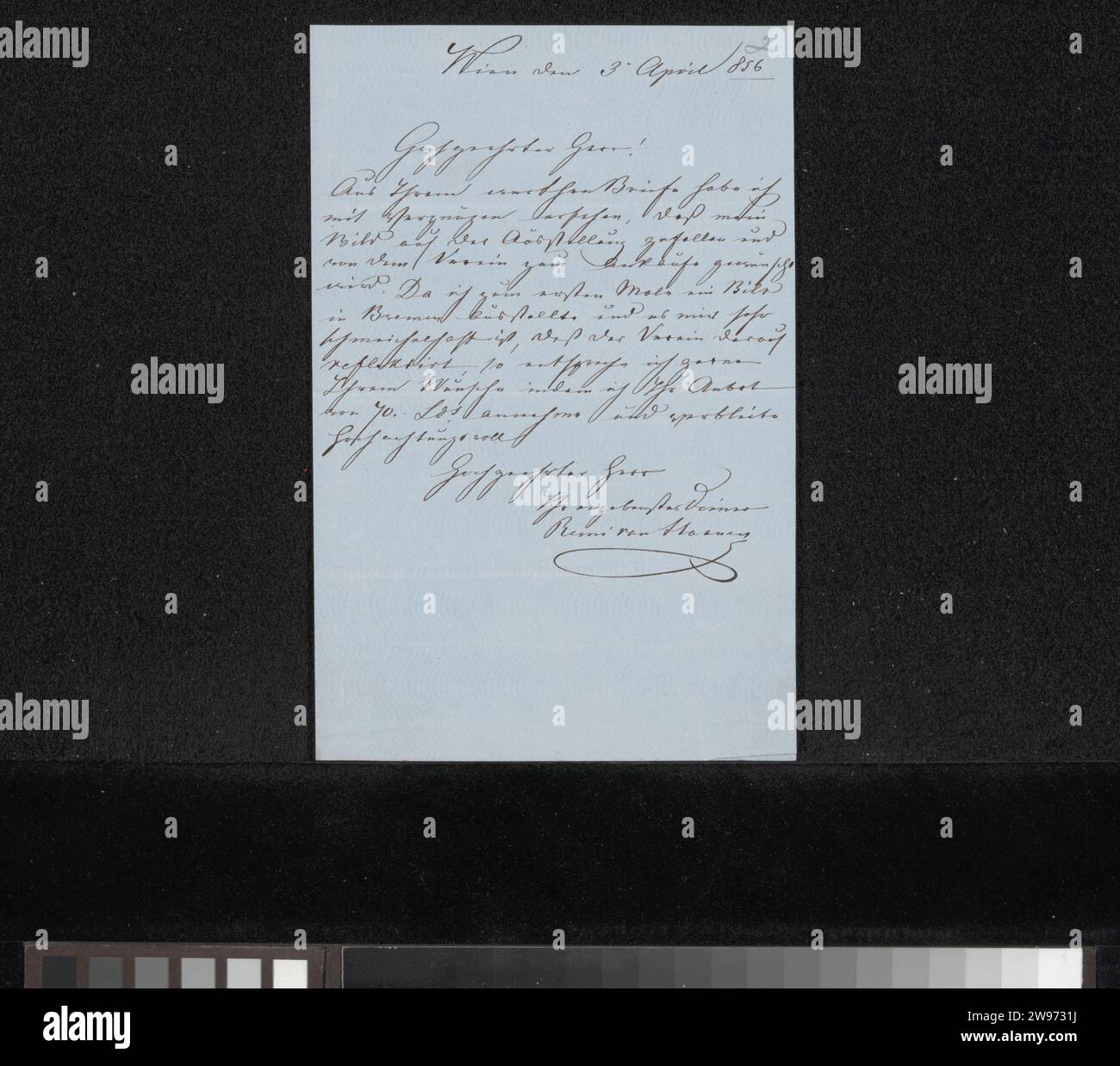 Letter to Anonymous, Remigius Adrianus Haanen, 1856 letter Vienna paper ...