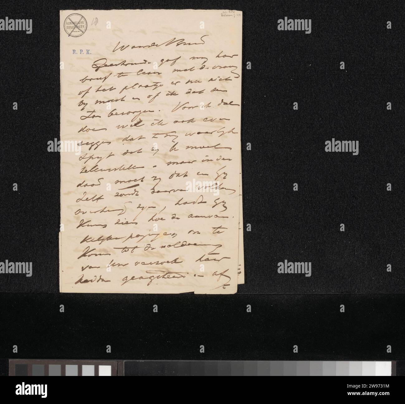 Letter to Anonymous, Johannes Bosboom, 1860 letter paper. ink writing ...