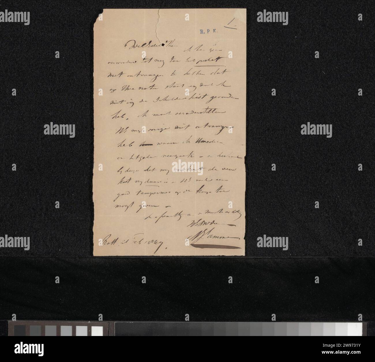 Letter to Anonymous, Ary Johannes Lamme, 1849 letter Rotterdam paper. ink writing (processes ...