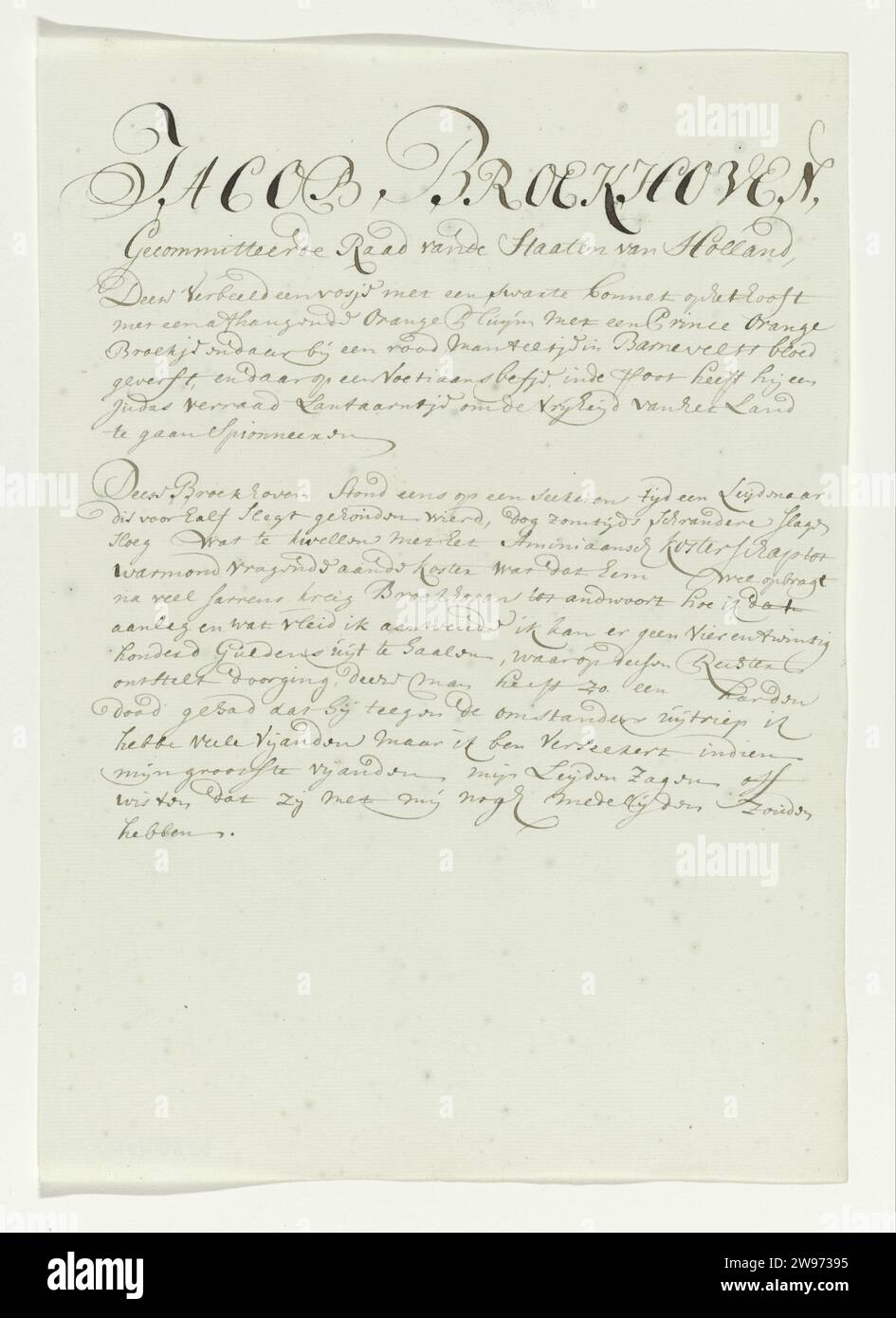 Partops at the portrait of Jacob Broekhoven, 1710 - 1720 manuscript ...