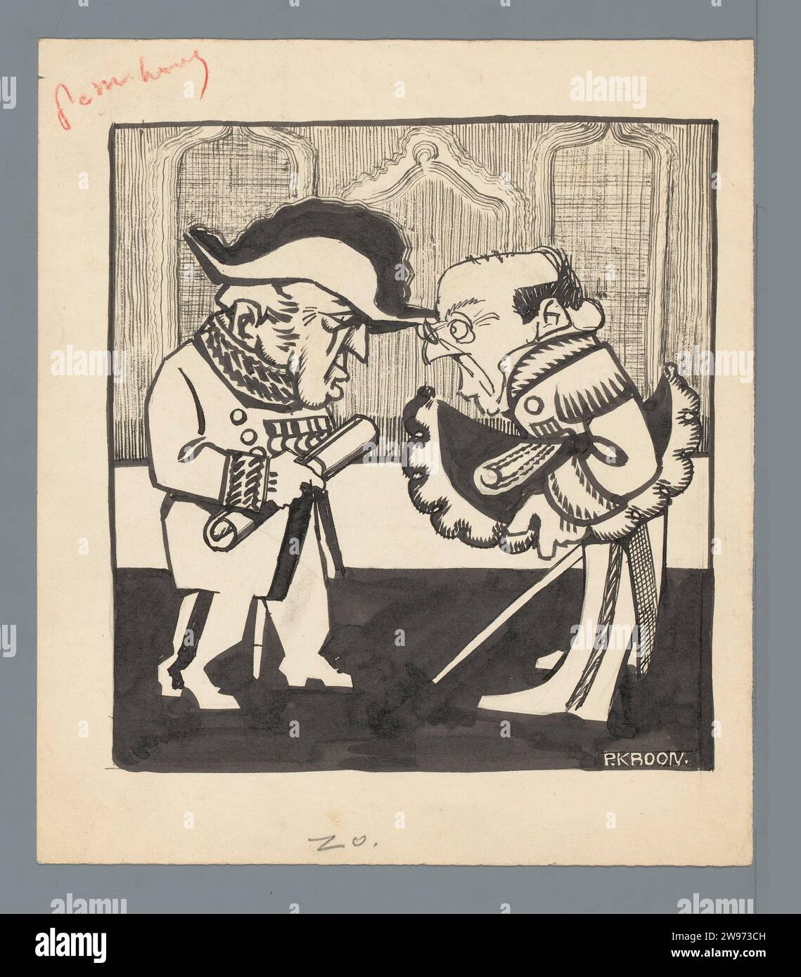 Diplomatic reflections, Patricq Kroon, 1920 - 1930 drawing Two ...