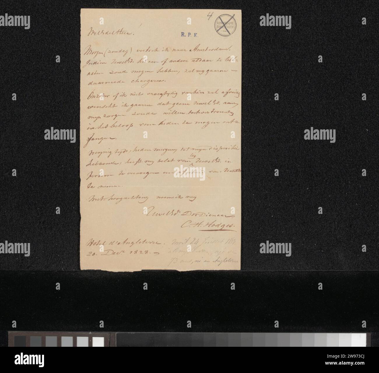 Letter to Anonymous, possibly to Ernst Willem Jan Bagelaar, Charles ...