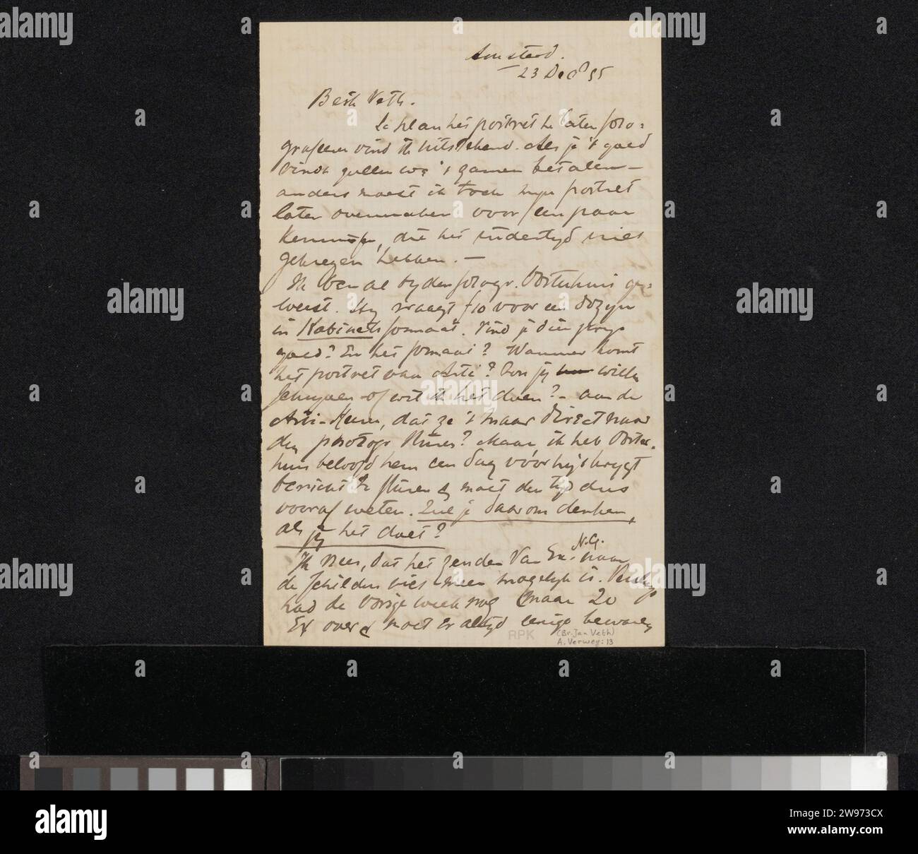 Letter to Jan Veth, Albert Verwey, 1885 letter Amsterdam paper. ink ...