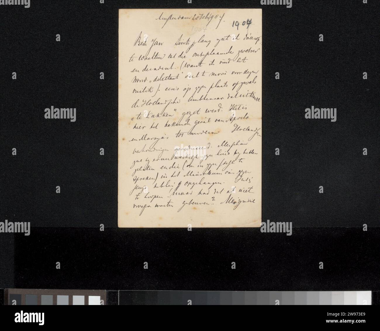 Letter to Jan Veth, Alphons Diepenbrock, 1907 letter Amsterdam paper ...