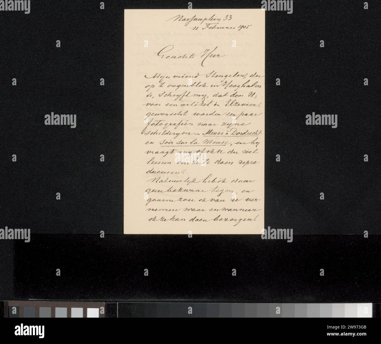 Letter to Philip Zilcken, Lodewijk Mulder, 1905 letter The Hague paper ...