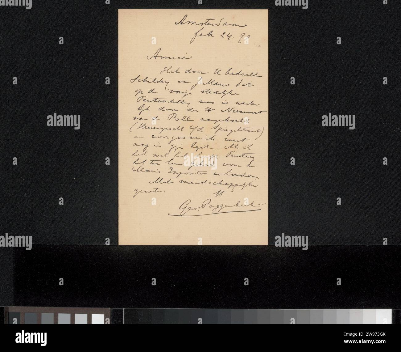 Letter to Philip Zilcken, Geo Poggenbeek, 1890 letter Amsterdam paper ...