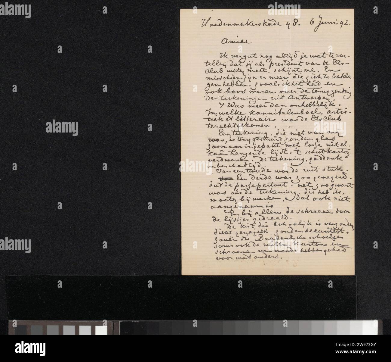 Letter to Jan Veth, Jac van Looij, 1892 letter Amsterdam paper. ink ...