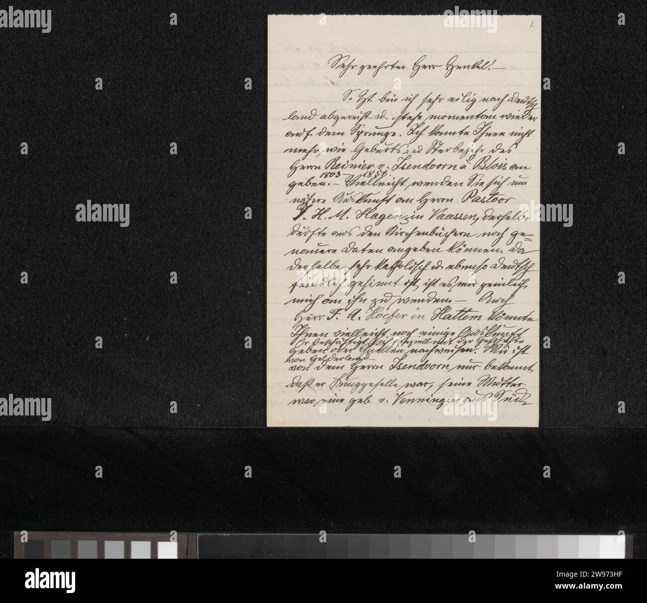 Letter to Max Dittmar Henkel, R. Cleve, 1925 letter Vaassen ink writing ...