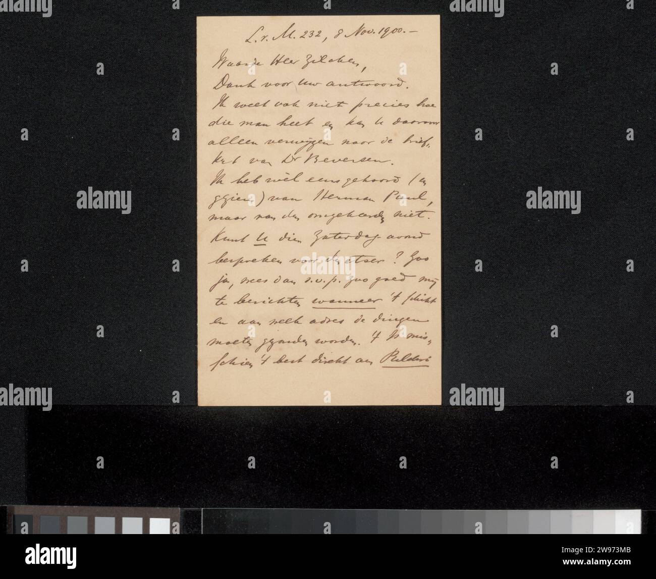 Letter to Philip Zilcken, 1900 letter The Hague paper. ink writing ...