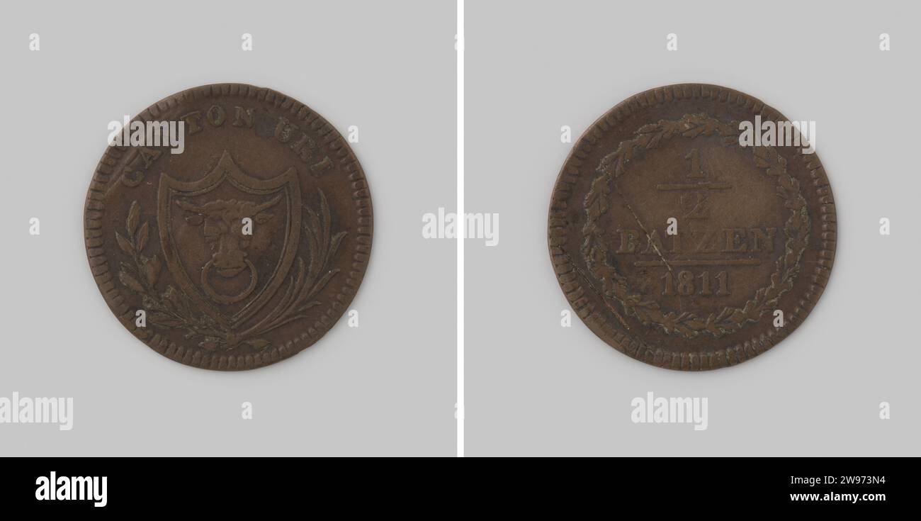 ½ Batzen from the Canton Uri, 1811 ,, 1811 coin Copper mint. Front ...