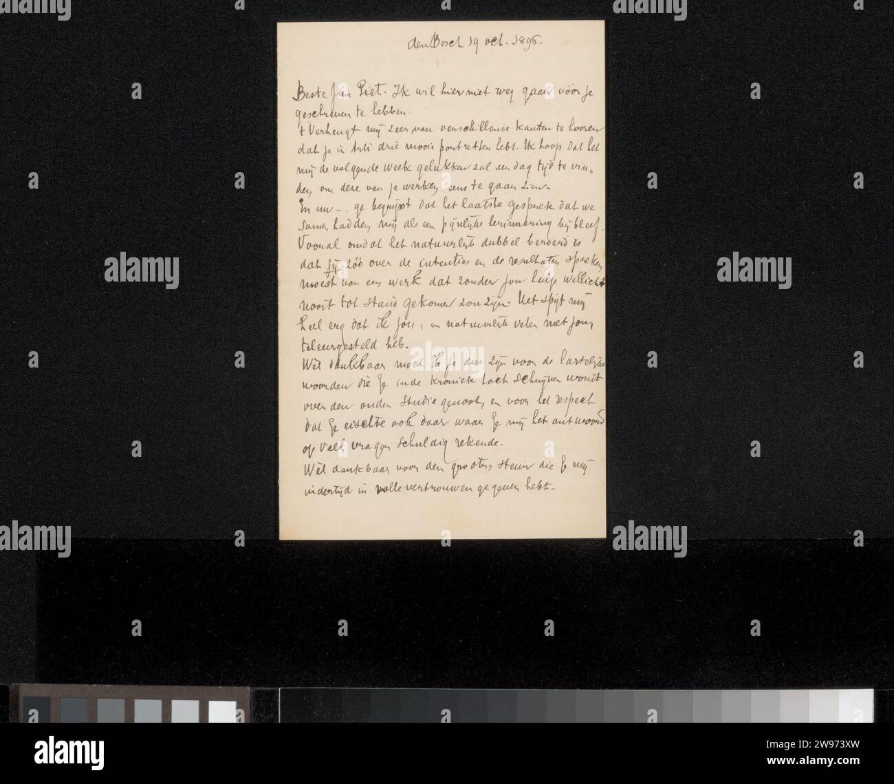 Letter to Jan Veth, Antoon Derkinderen, 1896 letter the Bosch paper ...