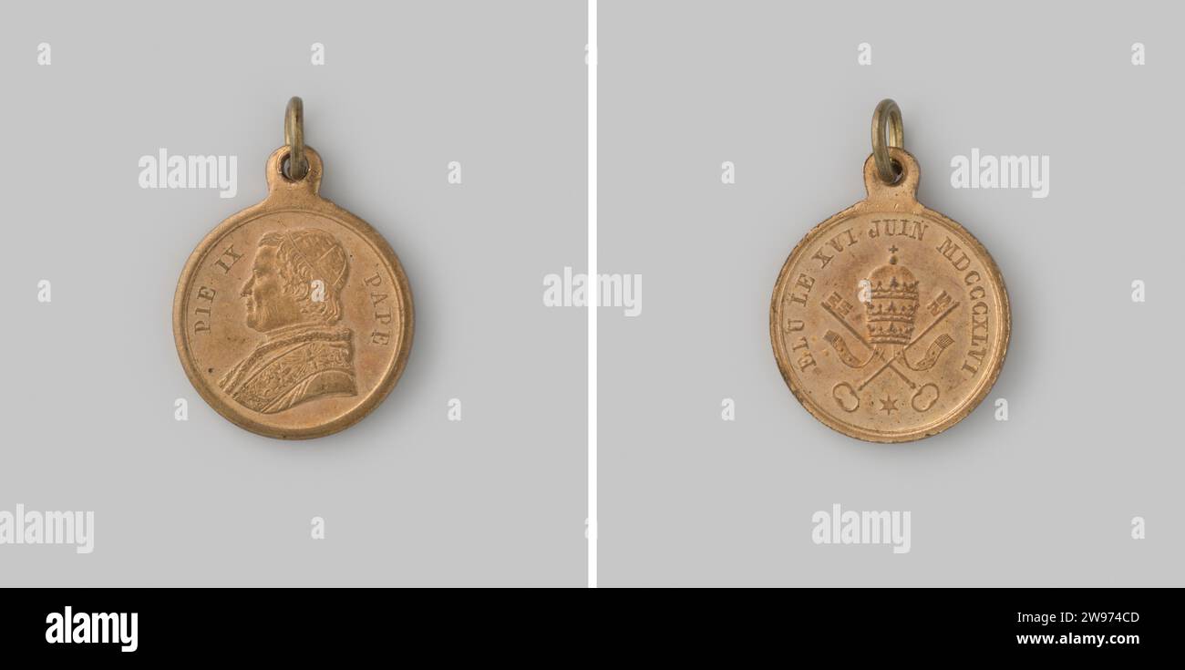 Election of Pope Pius IX 1846 ,, 1846 history medal Small brass ...