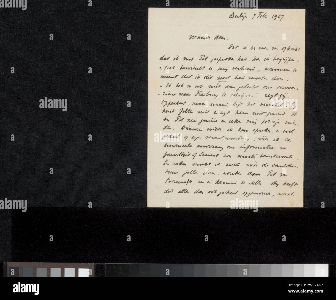 Letter to Samuel Muller (1848-1922), Jan Veth, 1907 letter Berlin paper ...