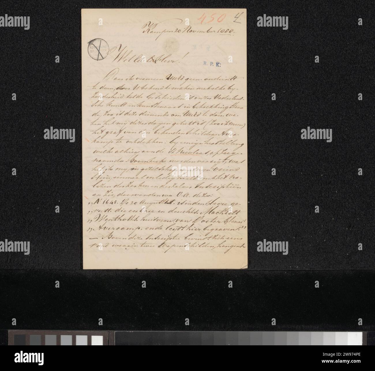 Letter to Christiaan Kramm, Jacobus Cornelis Gaal, 1858 letter Match ...