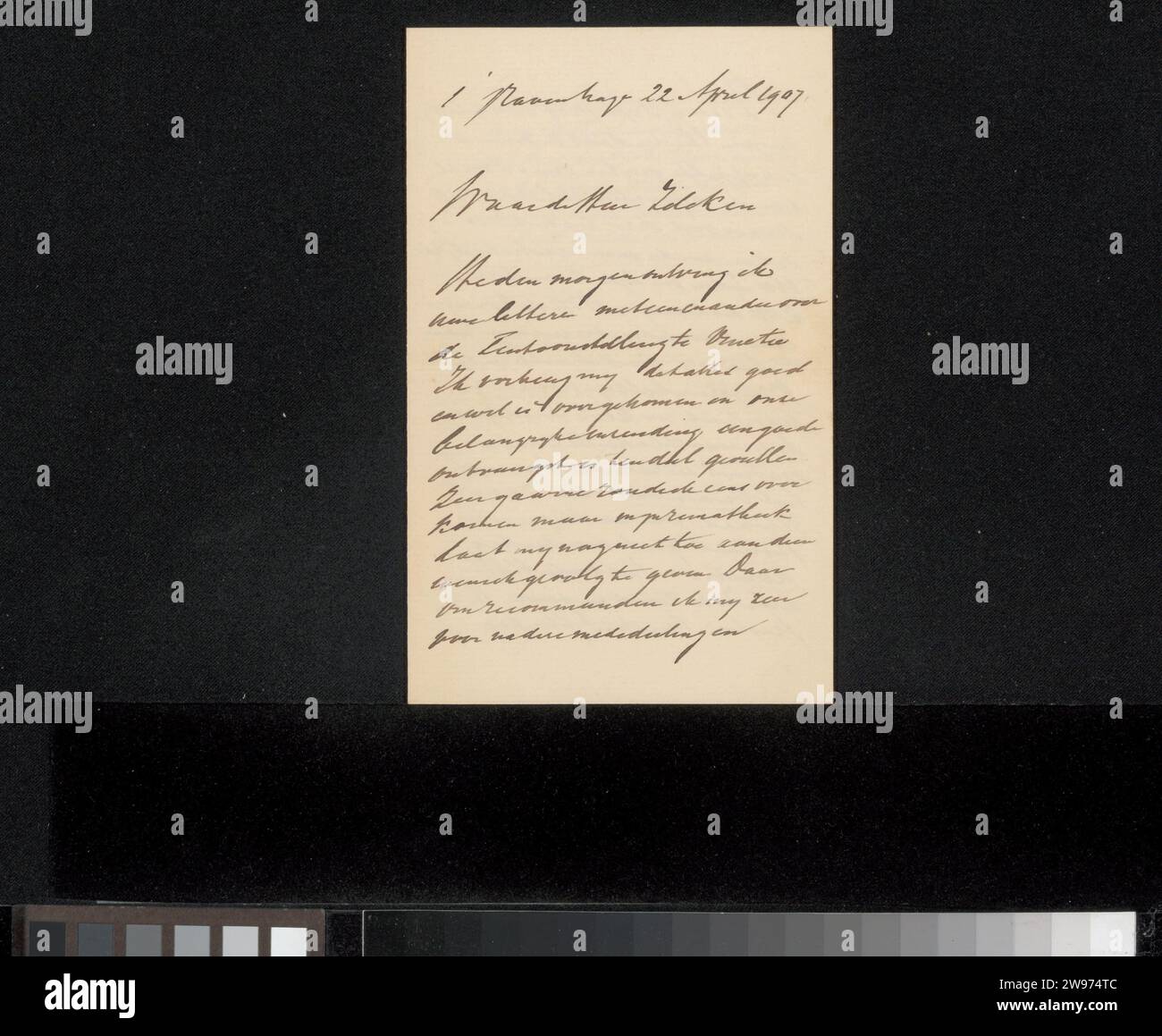 Letter to Philip Zilcken, 1907 letter The Hague paper. ink writing ...