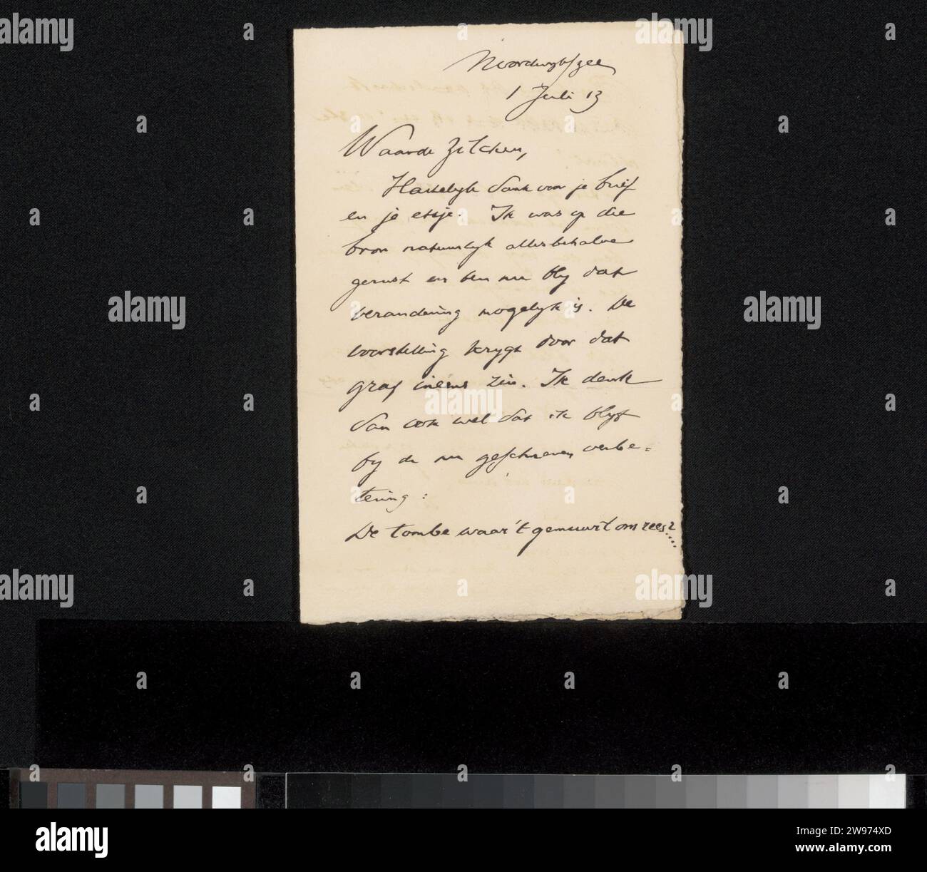 Letter to Philip Zilcken, Albert Verwey, 1913 letter Noordwijk paper ...