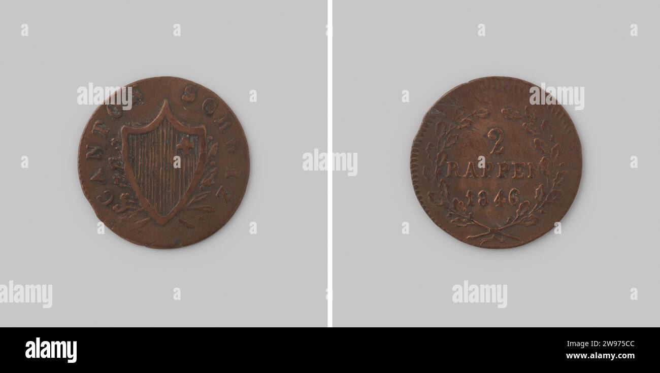 2 rapes from the canton of Schwyz, 1846 ,, 1846 coin Copper mint. Front ...