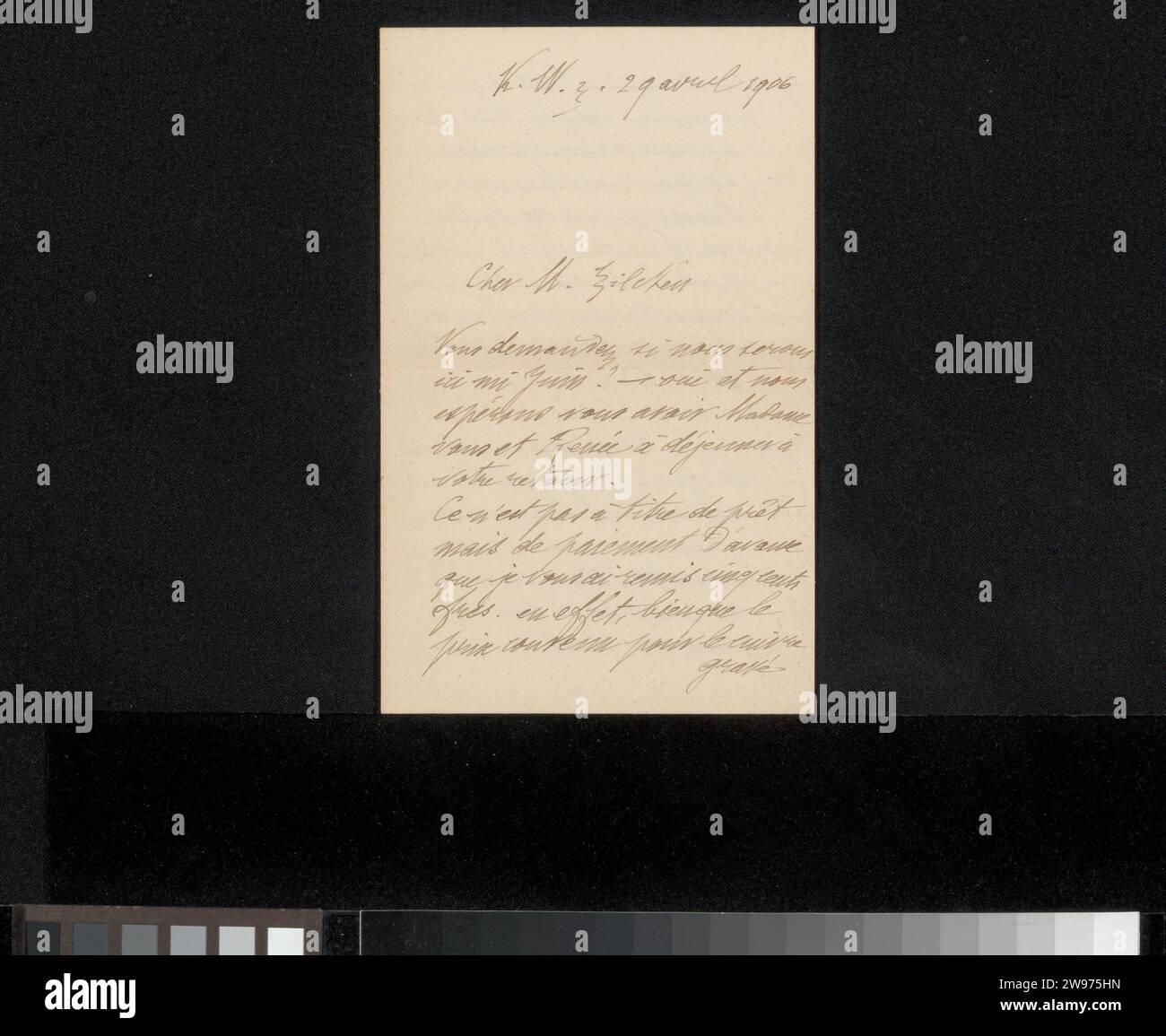 Letter to Philip Zilcken, Alphonse Stengelin, 1906 letter Katwijk aan ...