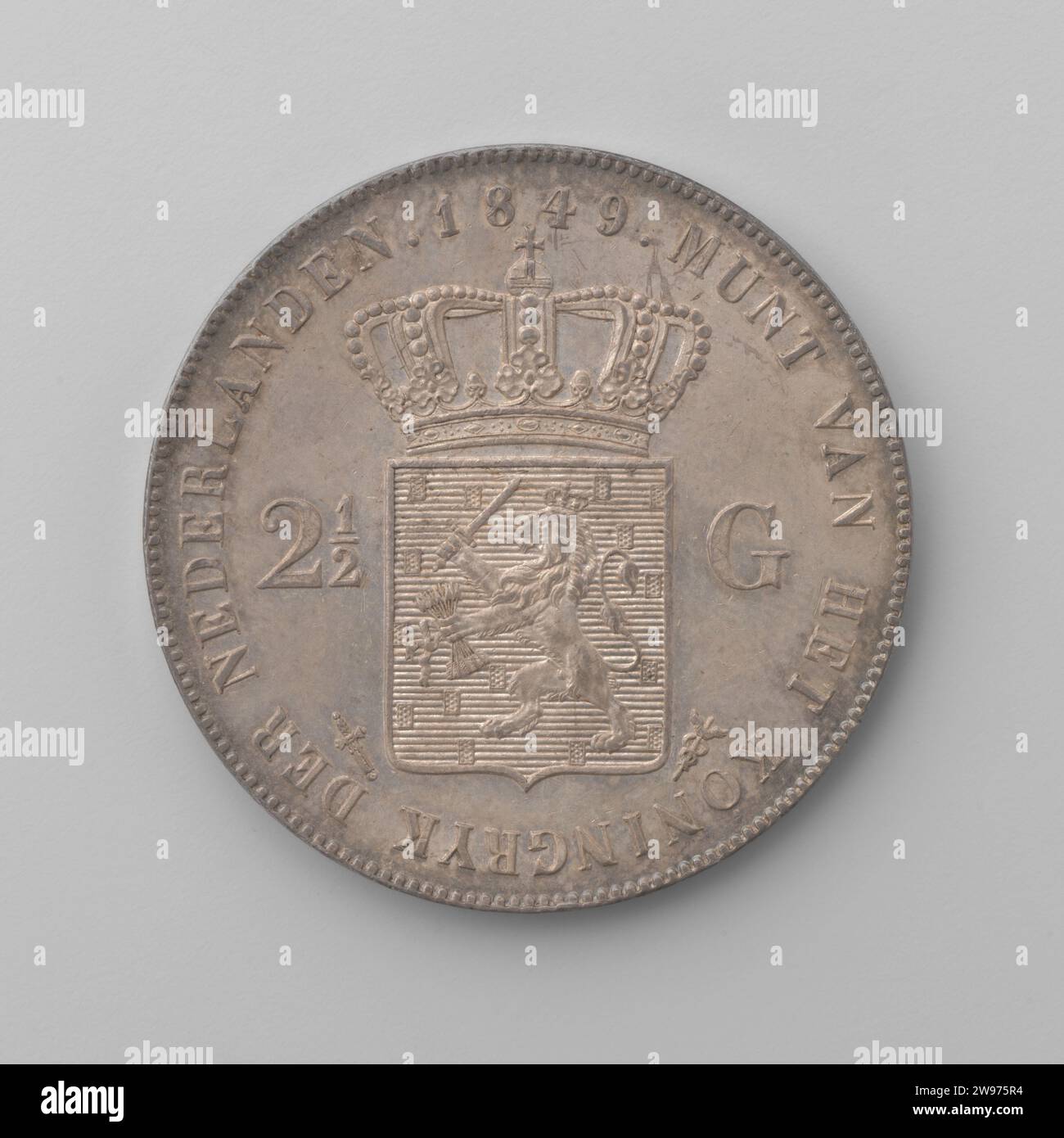 Dutch 2½ guilders, 1849, Willem II (King of the Netherlands), 1849 coin ...