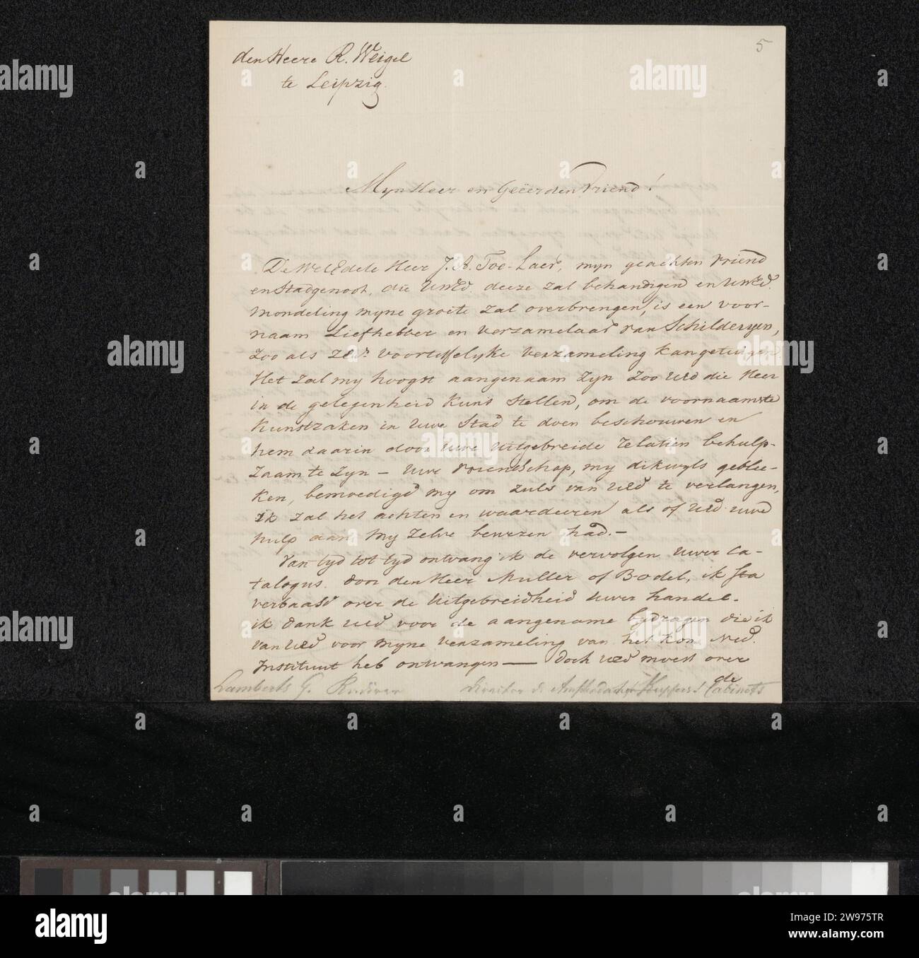 Letter to Rudolph Weigel, Gerrit Lamberts, 1839 letter Amsterdam paper ...