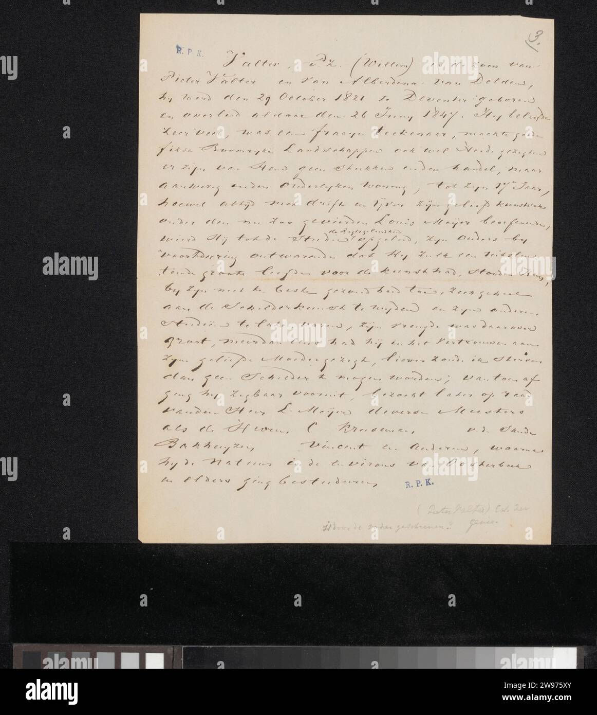 Handwriting Willem Valter Pzn, Anonymous, After 1847 manuscript paper ...