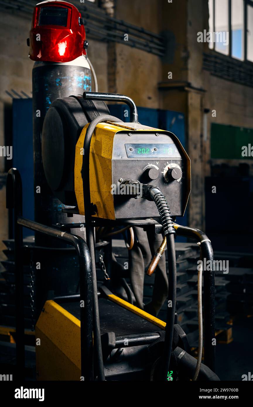 Control panel of semi automatic wire feed welder machine Stock Photo ...