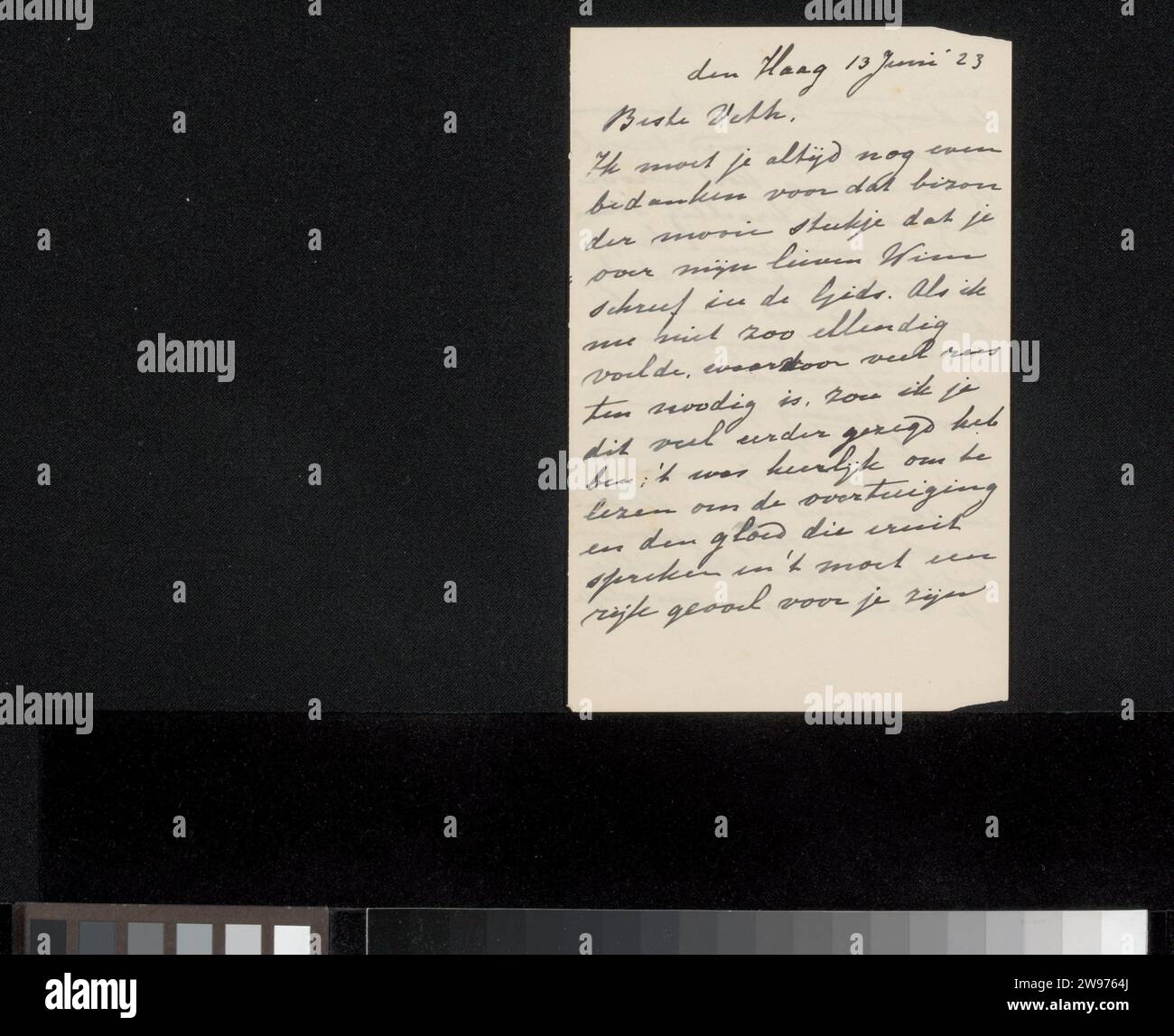 Letter to Jan Veth, Coby Witsen, 1923 letter The Hague paper. ink ...