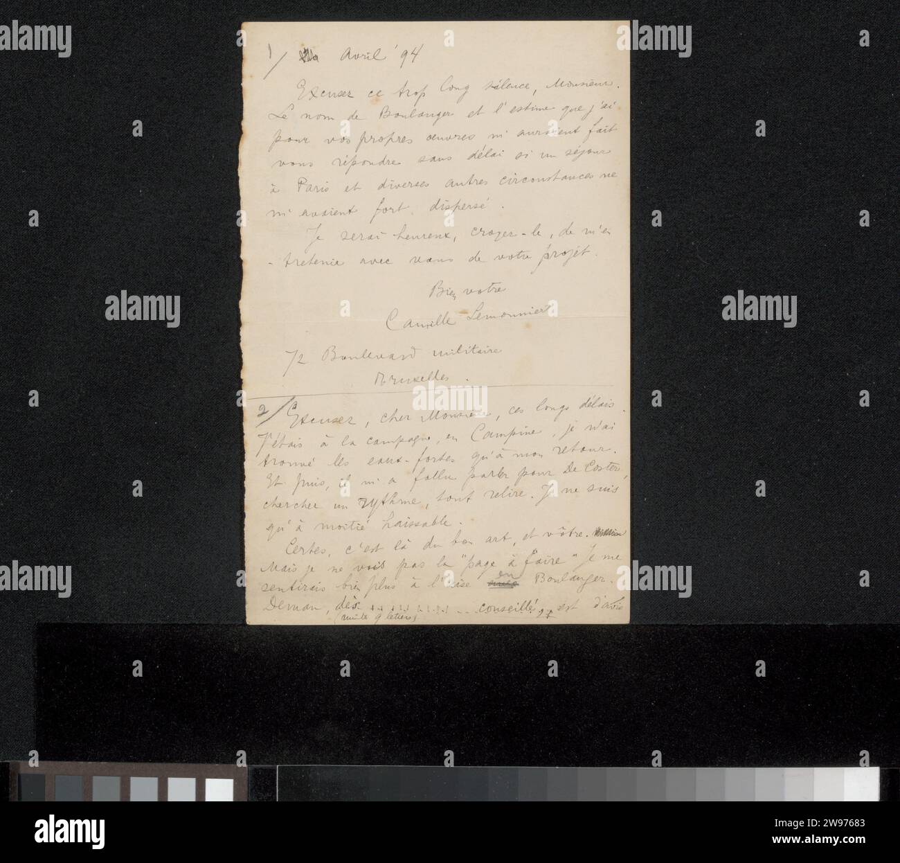 Transcription of a letter to Philip Zilcken, in or after 1894 letter ...