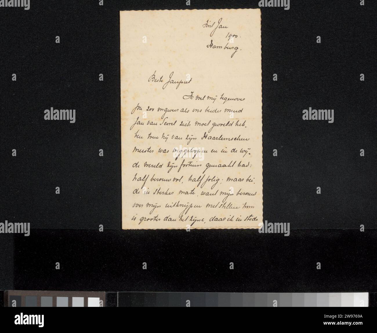 Letter to Jan Veth, André Jolles, 1900 letter Hamburg paper. ink ...