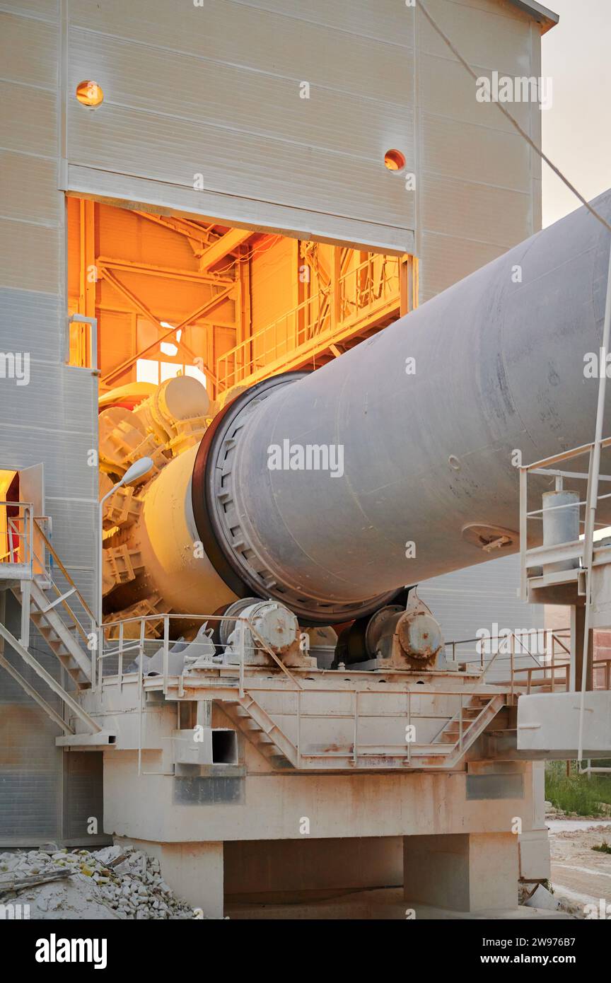 Part of giant rotating furnace for limestone roasting Stock Photo - Alamy