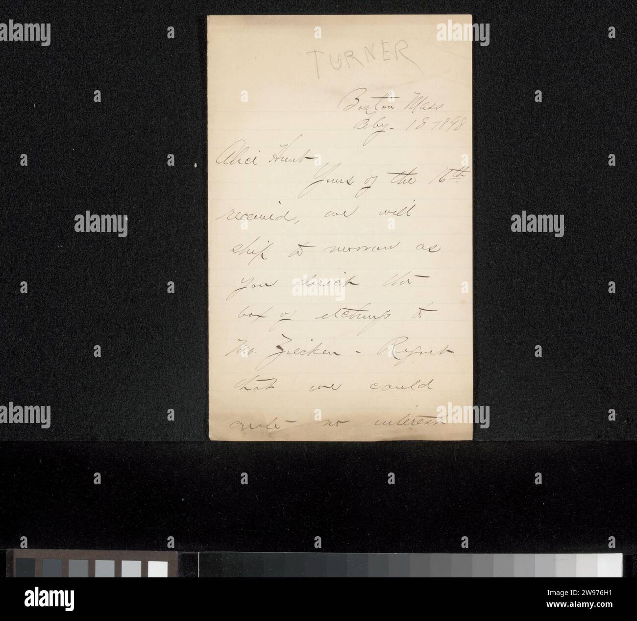 Letter to Alice Hunt, 1898 letter Boston ink writing (processes) / pen ...