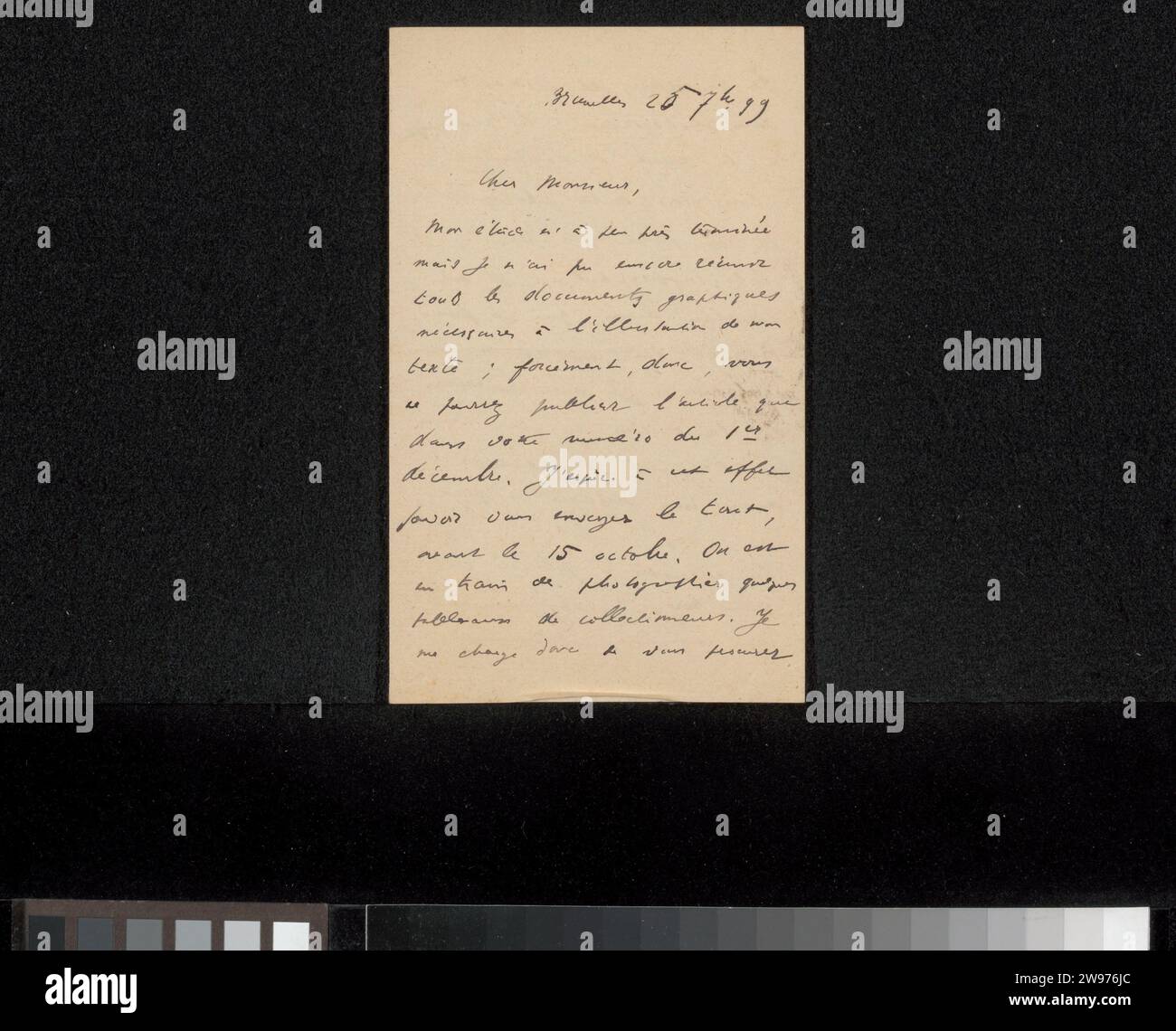 Letter to Philip Zilcken, 1899 letter Brussels paper. ink writing ...