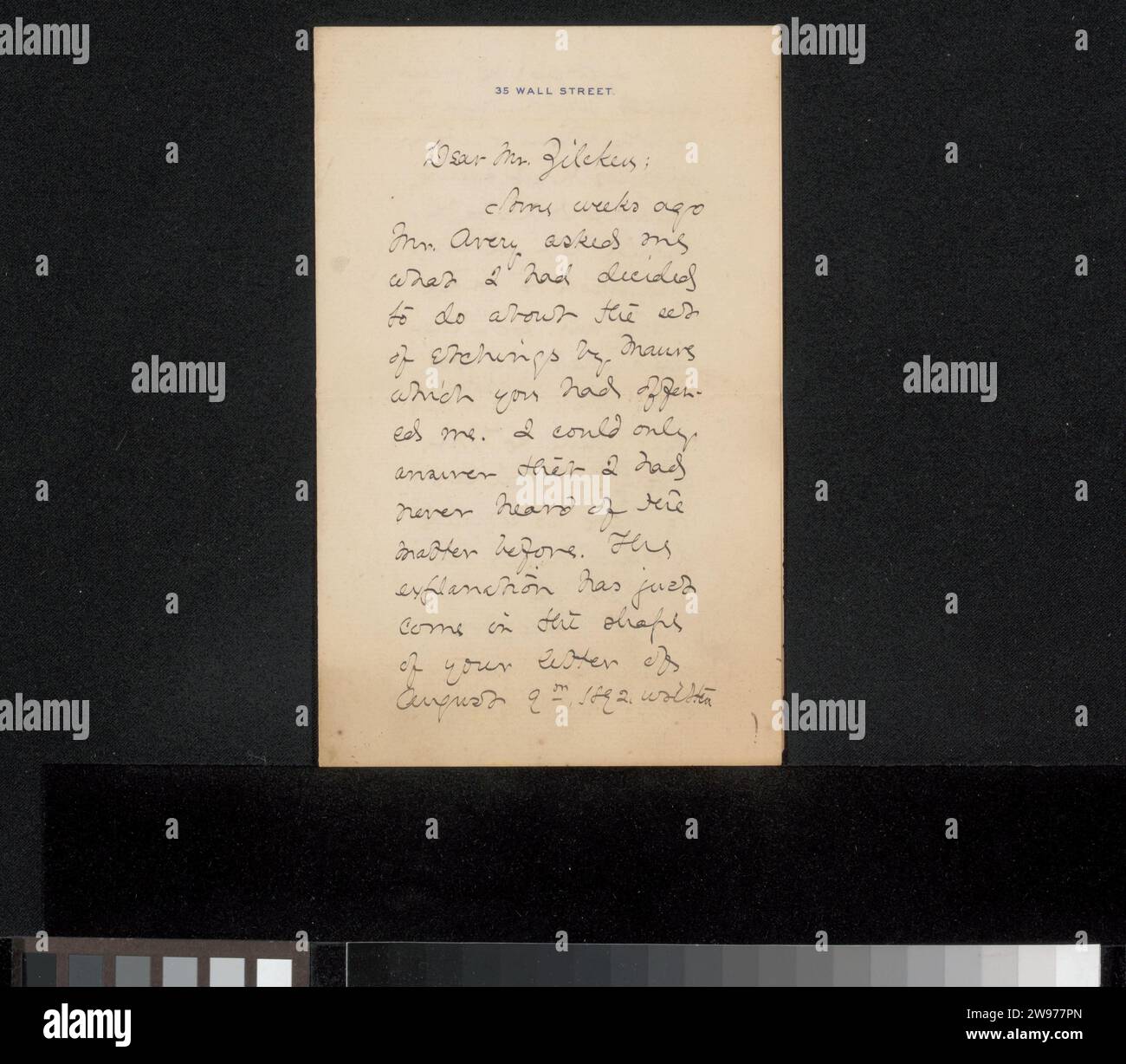 Letter to Philip Zilcken, Howard Mansfield, 1893 letter New York (city ...