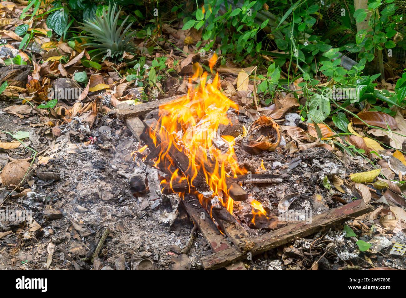 bonfire was set in daytime to get rid of rubbish in stack. Fire is ...