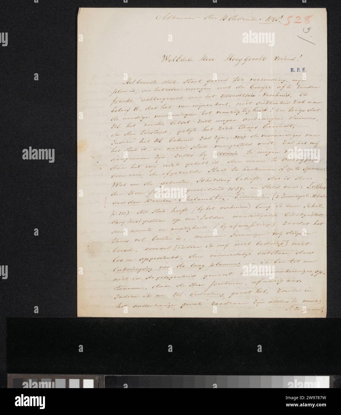 Letter to Christiaan Kramm, Marinus Jacobus Stucki, 1845 letter Alkmaar ...