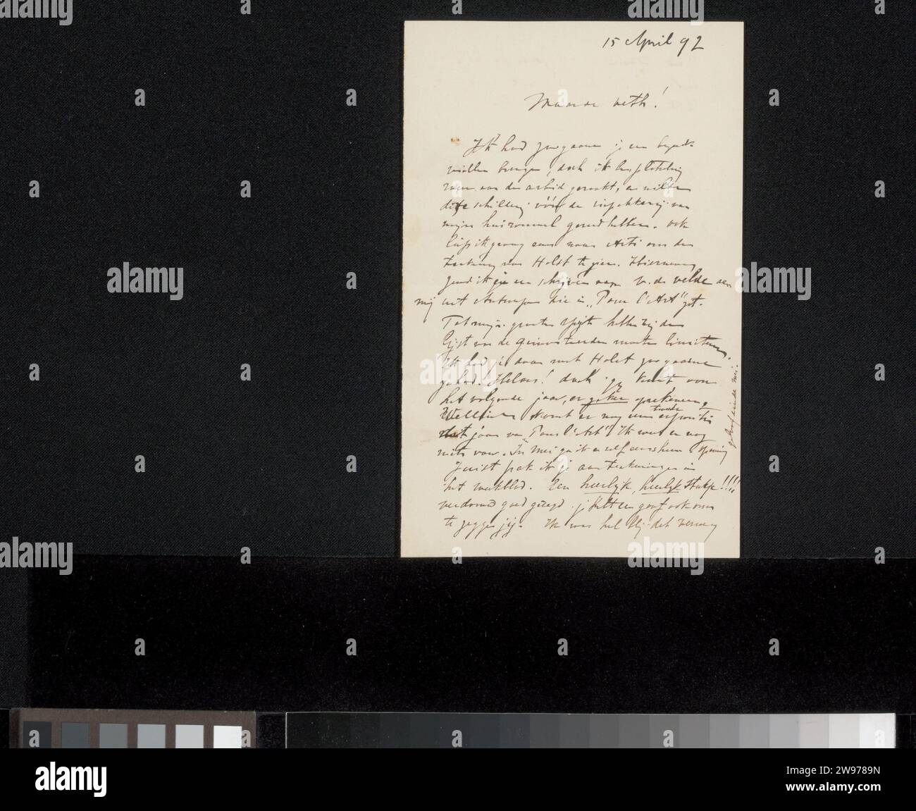Letter to Jan Veth, Jan Toorop, 1892 letter Katwijk aan Zee paper. ink ...