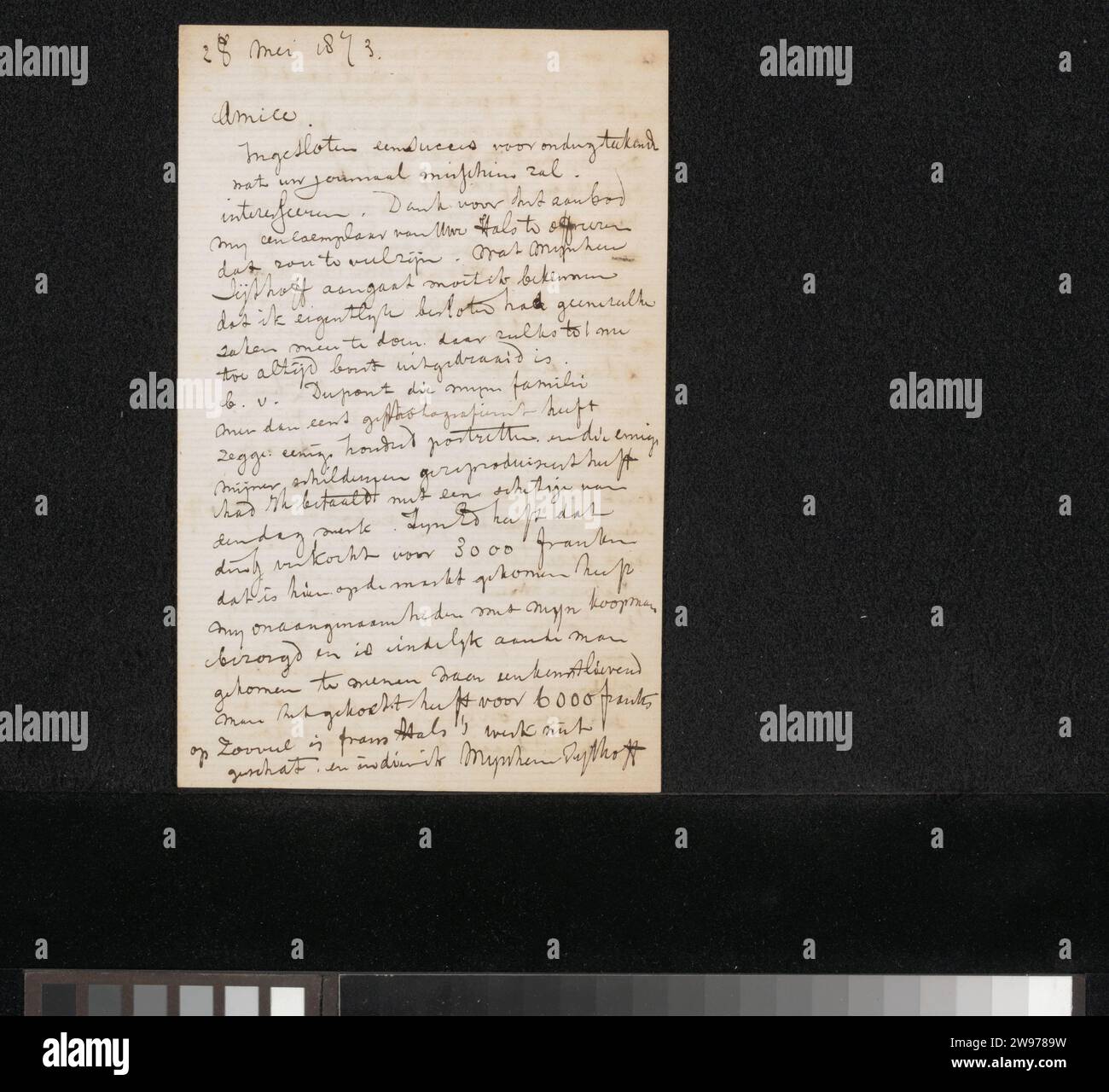Letter to Carel Vosmaer, Lourens Alma Tadema, 1873 letter paper. ink ...