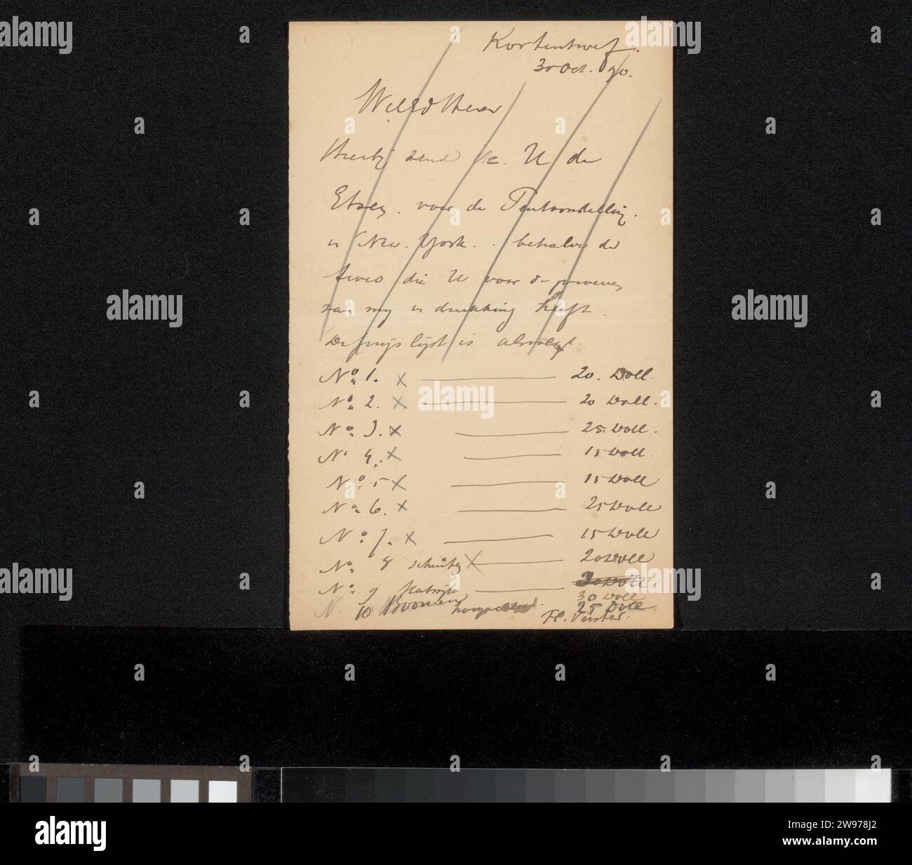 Letter to Philip Zilcken, Floris Verster, 1890 letter Kortenhoef paper ...