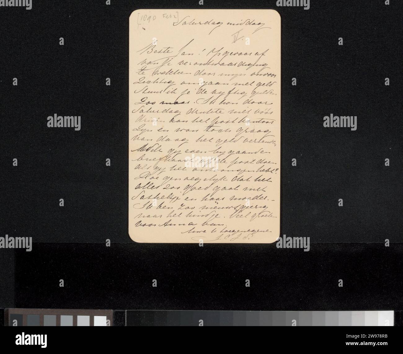 Letter to Jan Veth, Jacoba Cornelia Jolles-Singels, 1890 letter paper ...