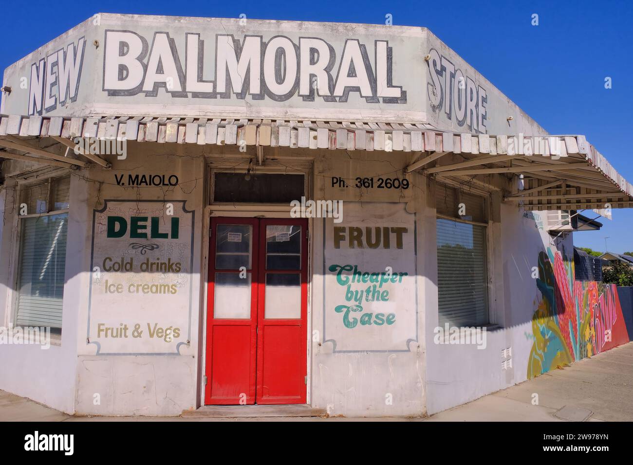 Perth: Colourful wall art on old former disused deli corner shop on ...