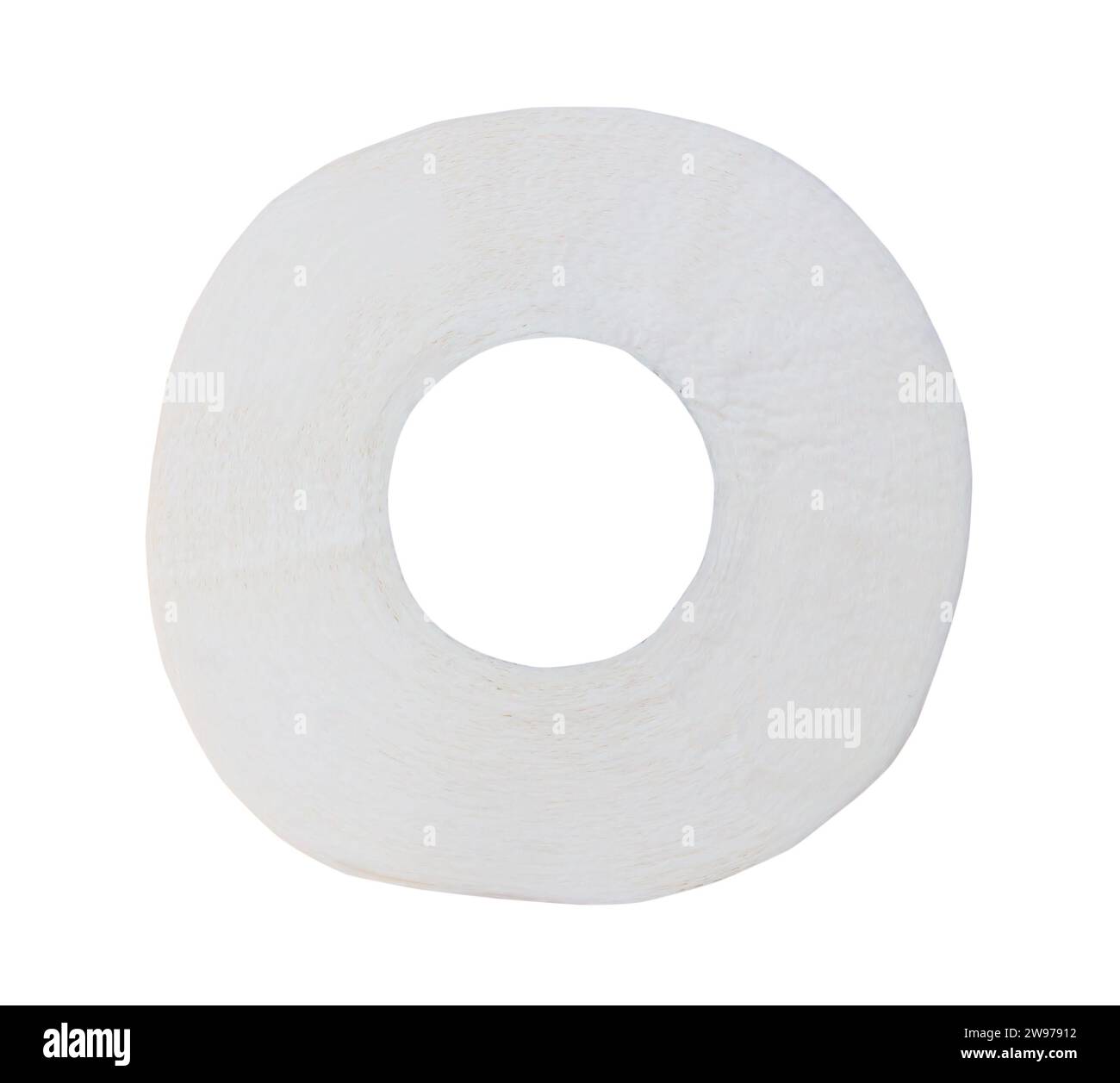 Top view of single tissue paper roll for use in toilet or restroom with ...