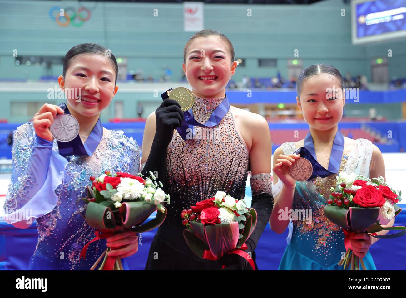 Nagano, Japan. 24th Dec, 2023. (L-R) Mone Chiba, Kaori Sakamoto, Mao ...