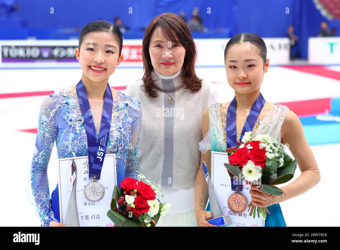 Nagano, Japan. 24th Dec, 2023. (L-R) Mone Chiba, Mie Hamada coach, Mao ...