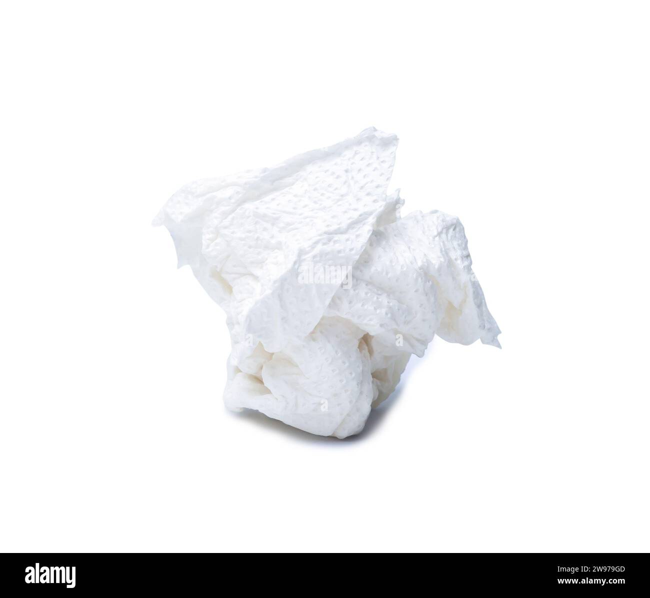 Single screwed or crumpled tissue paper or napkin in ball shape after ...