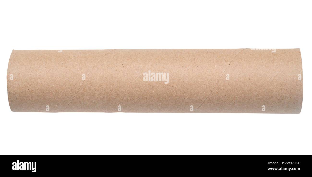Single tissue paper roll core is isolated on white background with ...